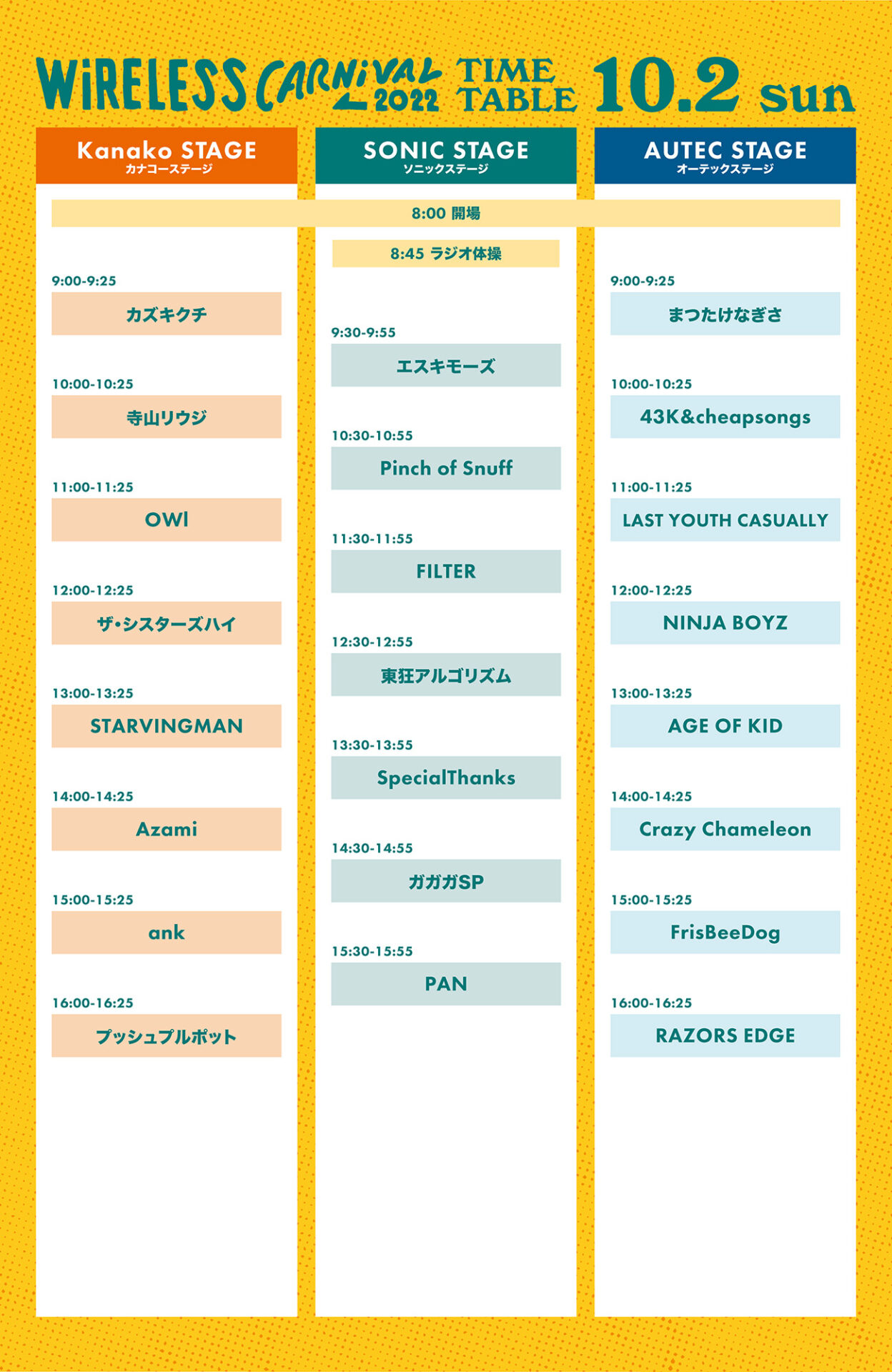 TIMETABLE – WIRELESS CARNIVAL(ワイヤレスカーニバル)